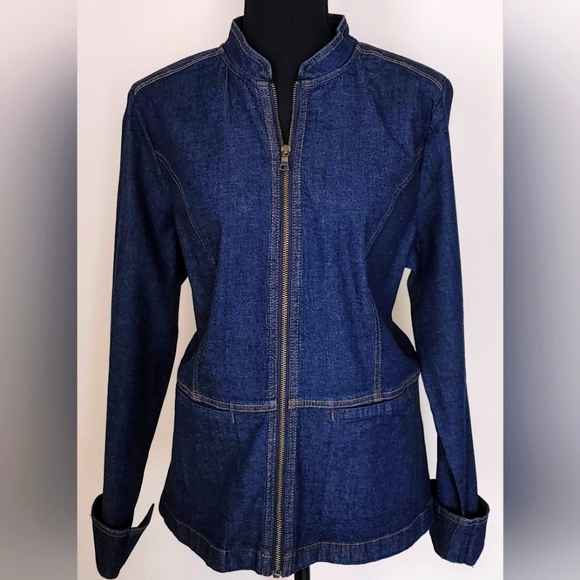 Denim&Co | Jackets & Coats | Denim Company By Qvc Lightweight Peplum ...